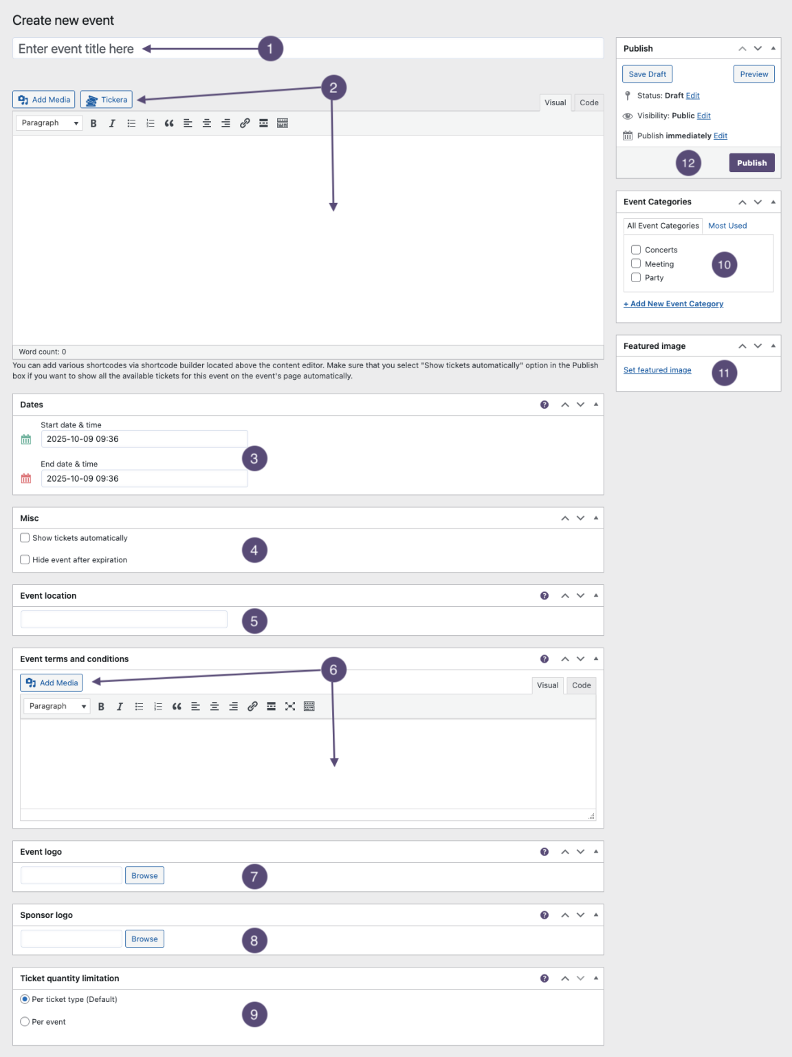 Events - Documentation - Tickera